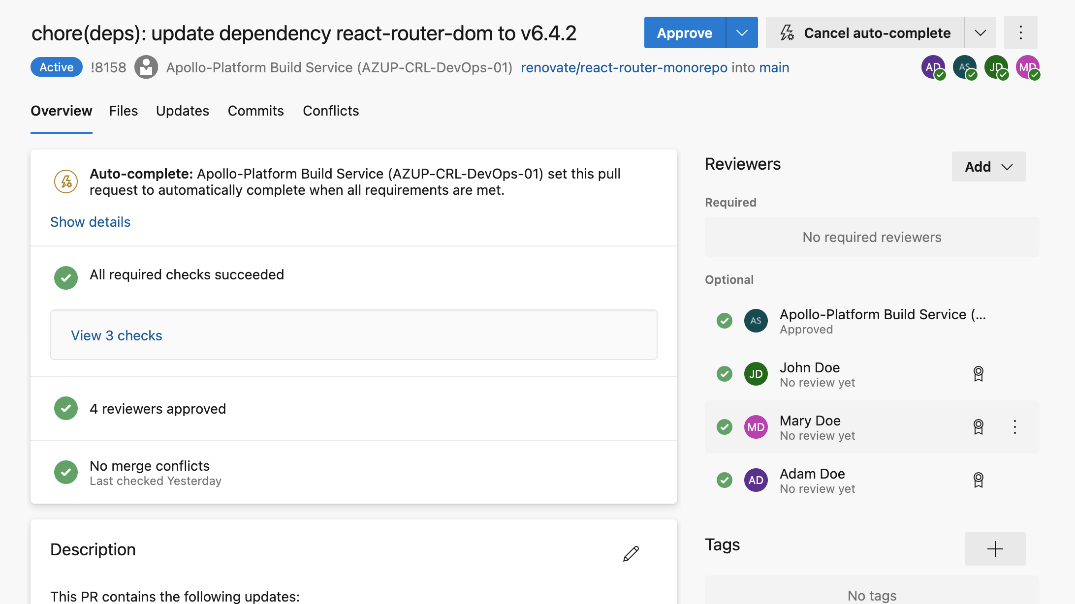 Renovate Auto Approvemerge With Azure Devops