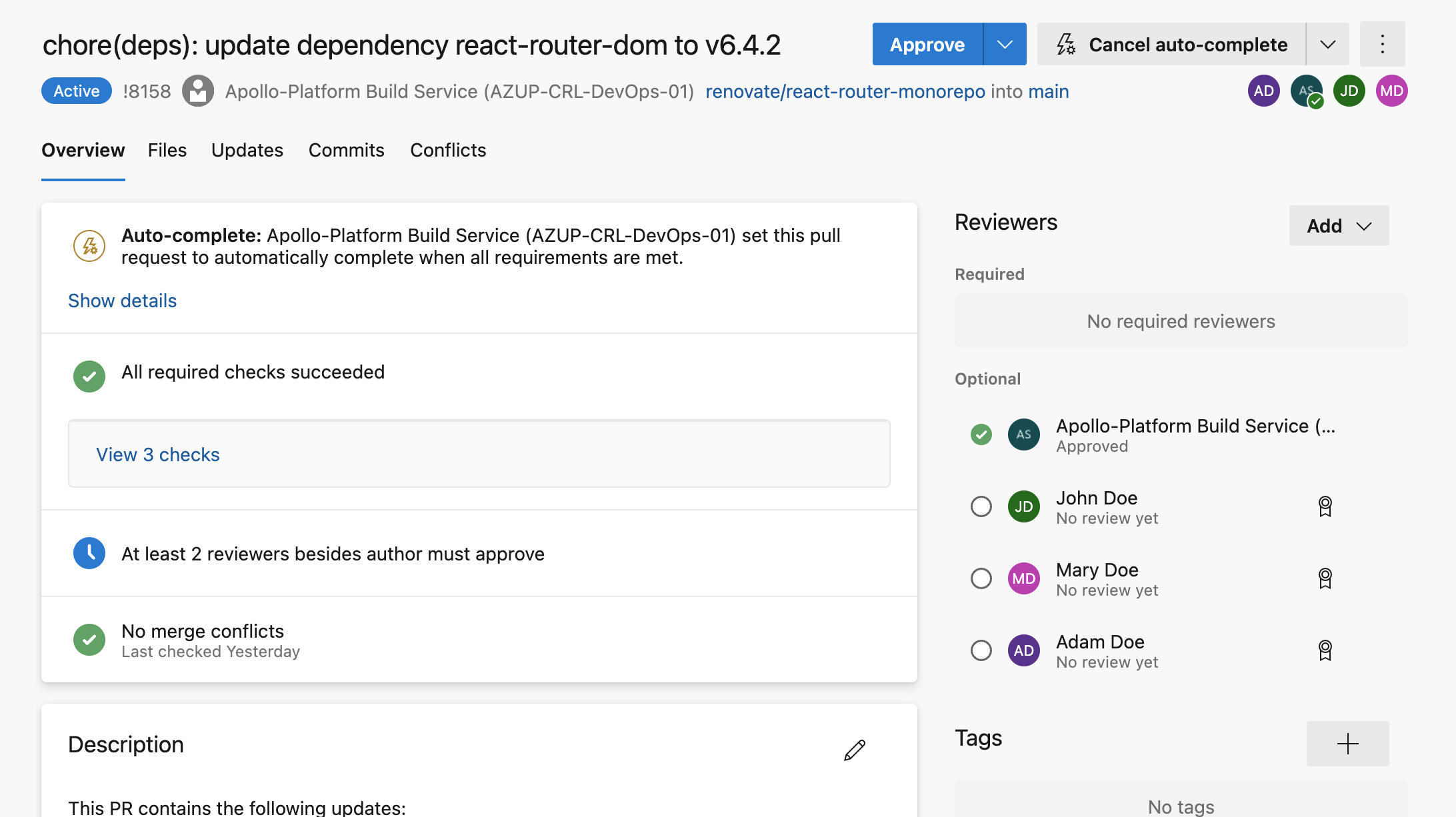 Renovate Auto Approvemerge With Azure Devops